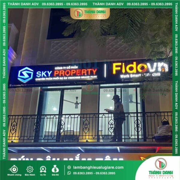 Làm Bảng Hiệu LED Nền Alu Chữ Nổi Mica Hông Formex Cho Fido Việt Nam